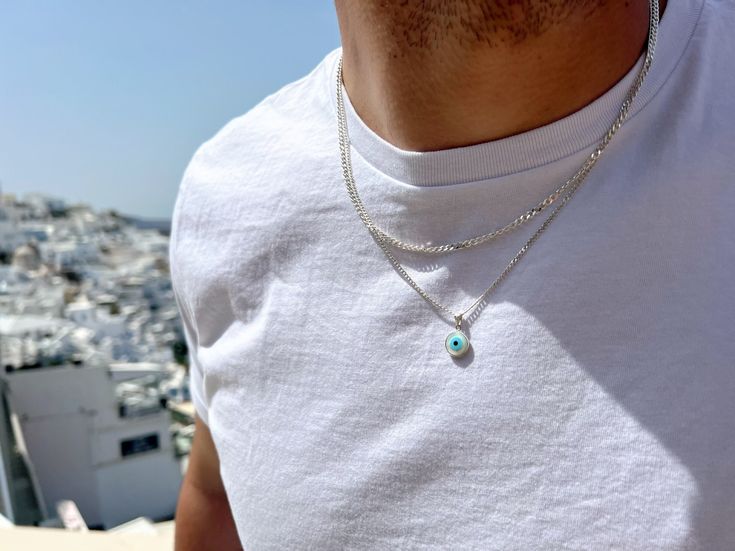 Evil Eye Necklace Men by 22Jewelry